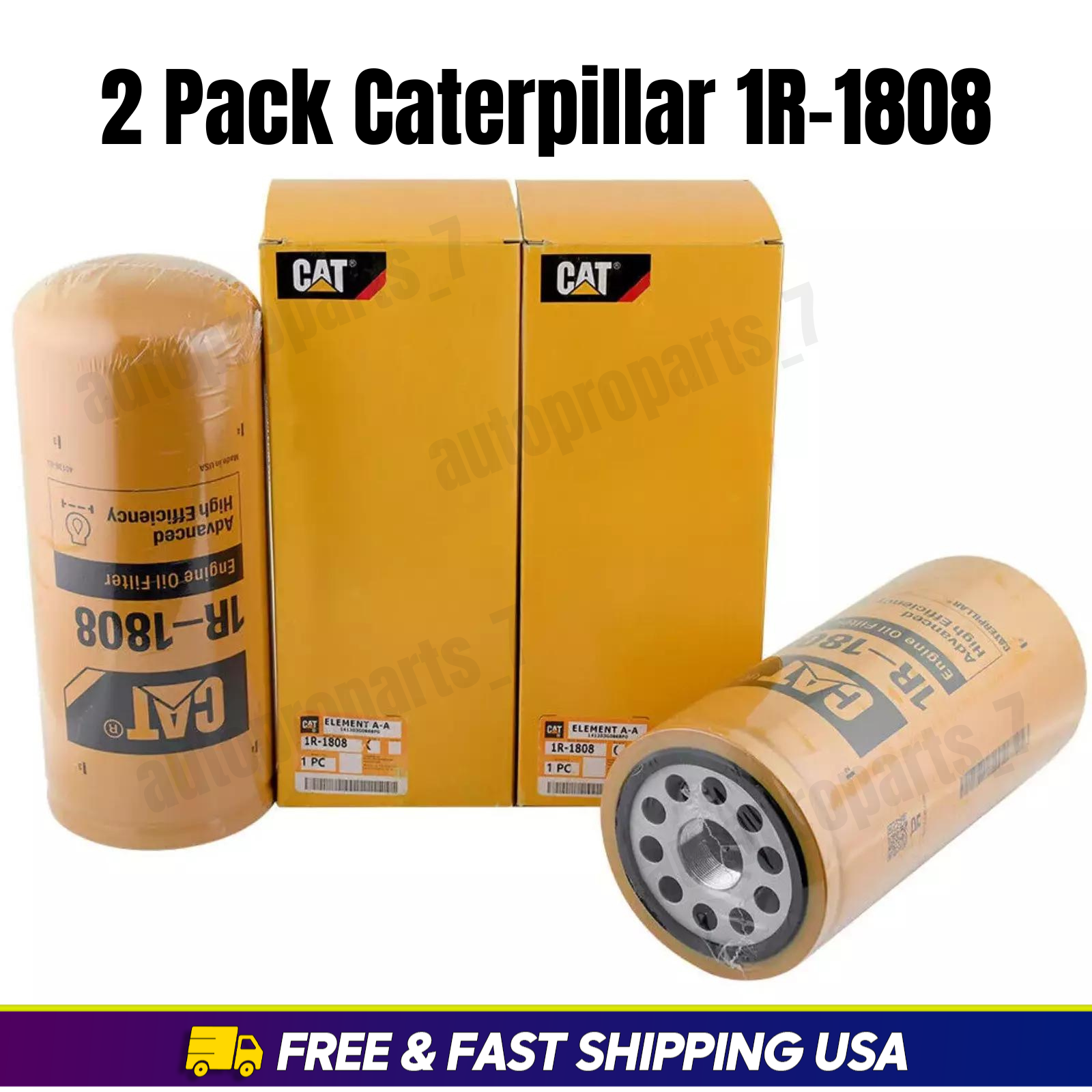 2 Pack Caterpillar 1R1808 Engine Oil Filter 3406 C15 Genuine Advanced ...