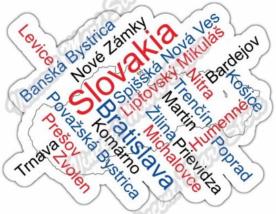 Slovakia Bratislava Country Map Word Cloud Bumper Vinyl Sticker Decal 5 ...