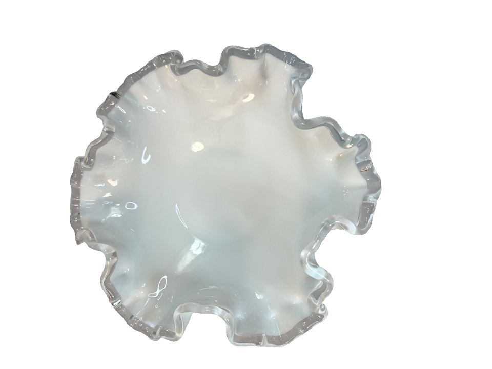 VTG Fenton Silver Crest White Milk Glass Bowl Candy Dish Compote ...