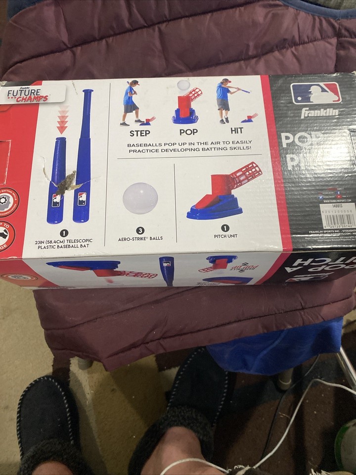 Kids Baseball Toy - Pop A Pitch Pitching Machine with Bat and 3 Plastic ...
