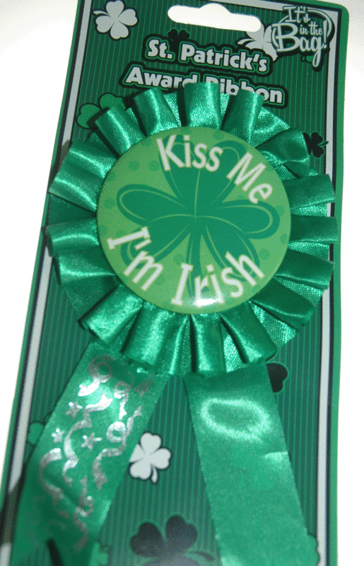 Award Ribbon Kiss Me I'm Irish rosette St. Patrick's Day Pin St ...