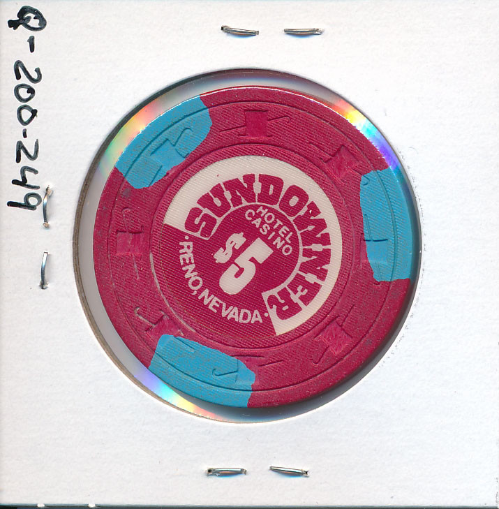 $5 CASINO CHIP SUNDOWNER RENO NV 1983 H&C MOLD OBS CLSD 2003 #N5578 ...