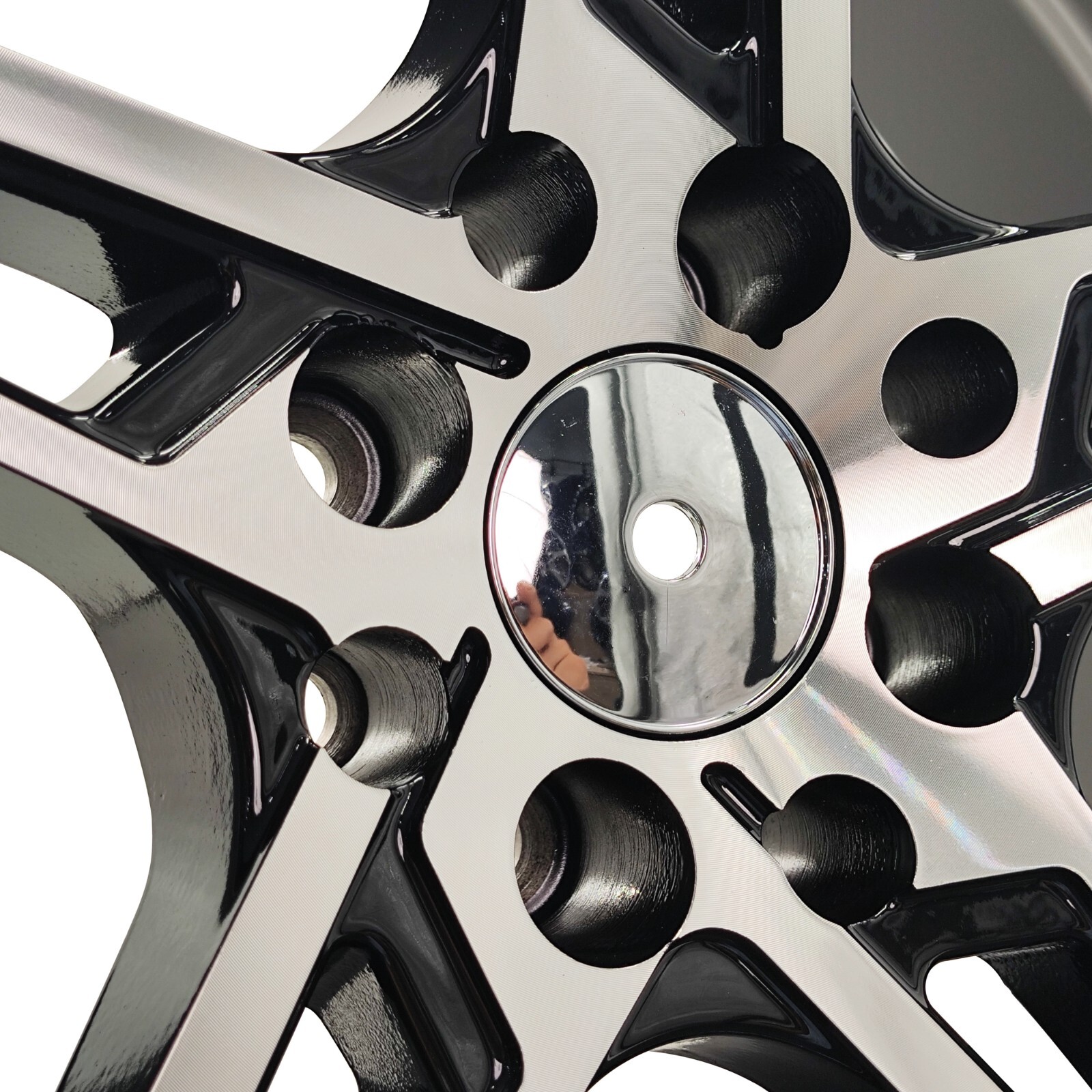 16X 7 Inch Black Machine Face Inner Blue Wheels Rim 4x100/108 Wheel 4 ...