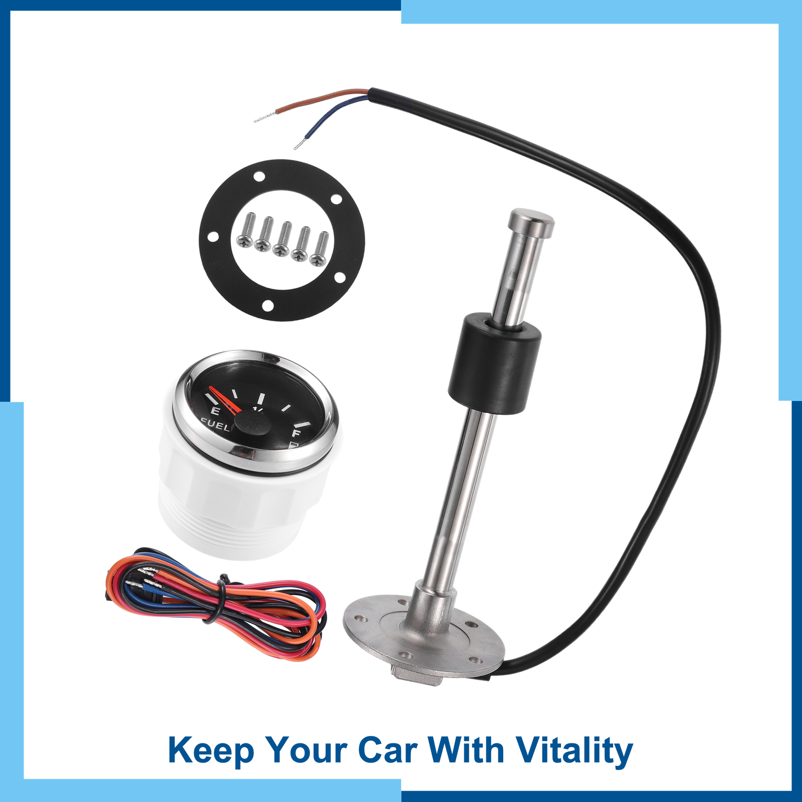 Universal Pack (1) Fuel Sending Unit and Gauge Kit Boat Fuel Level ...