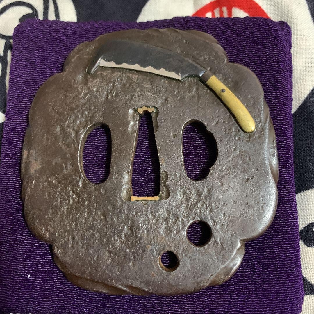 Japanese Antique Tsuba of Katana Samurai Sword Guard Iron Rare Design ...