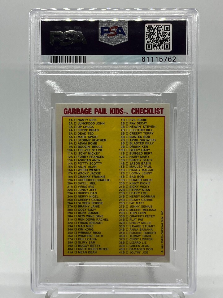 1986 Garbage Pail Kids GPK Stickers UK Minis Dead Ted 5a PSA 8 NM-MT ...