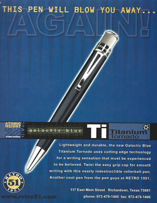 Retro 51 Ti Titanium Tornado Pen Print Ad, Retro 51 Tornado Pen ...