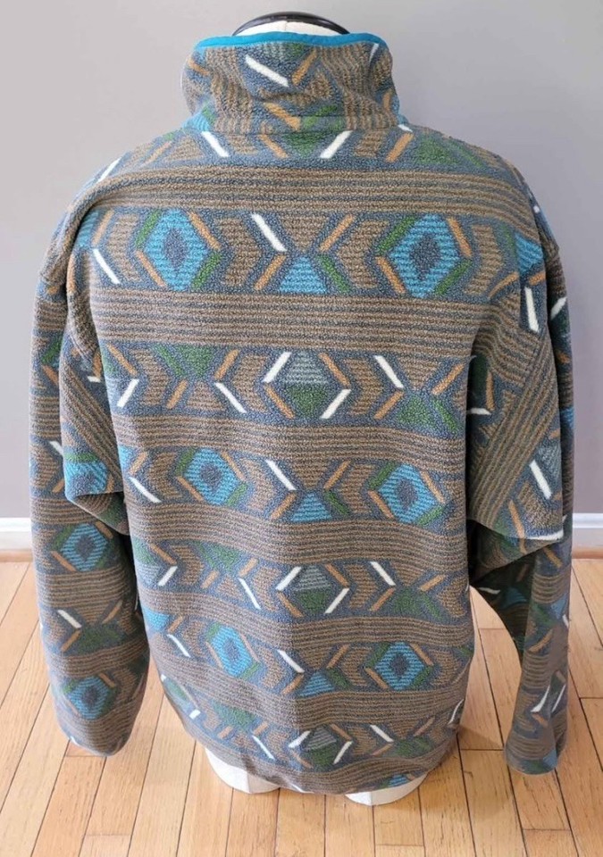 Aztec Southwest Patagonia Men Synchilla Fleece Pullover Brown Green ...