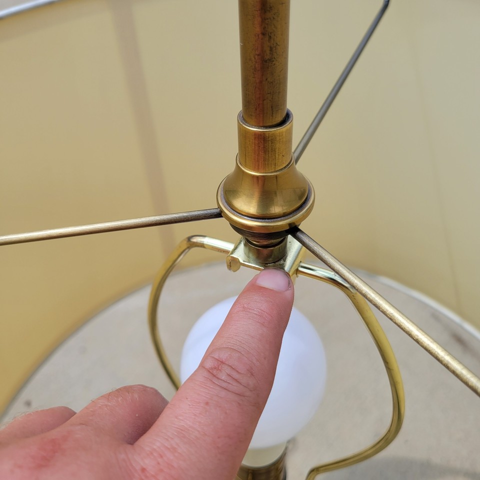 Pair Restoration Hardware High End Brass Modernist Lamps OG Linen RH ...