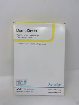 DermaDress DermaRite Waterproof Composite Dressing 6" x 8" Box of 10 ...