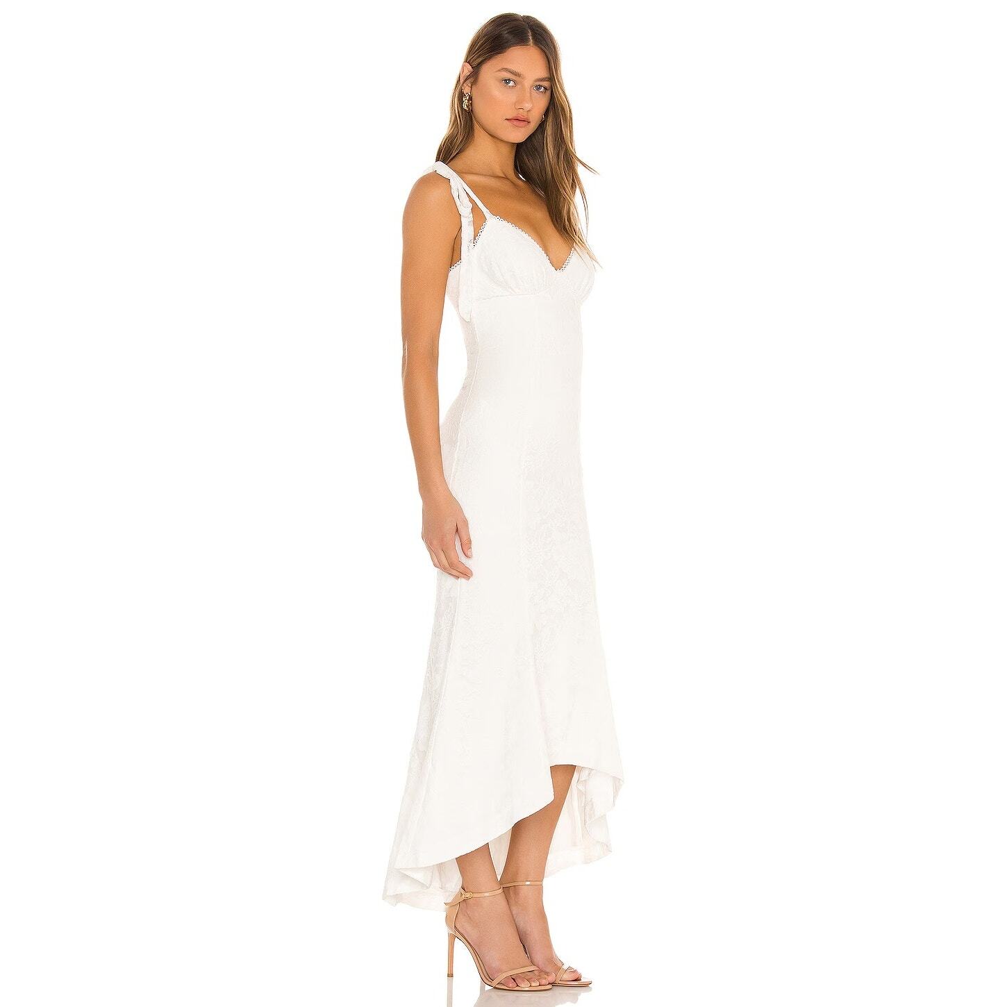 Majorelle Tenleigh Lace Midi Dress Hi-Low Hem Adjustable Bridal ...