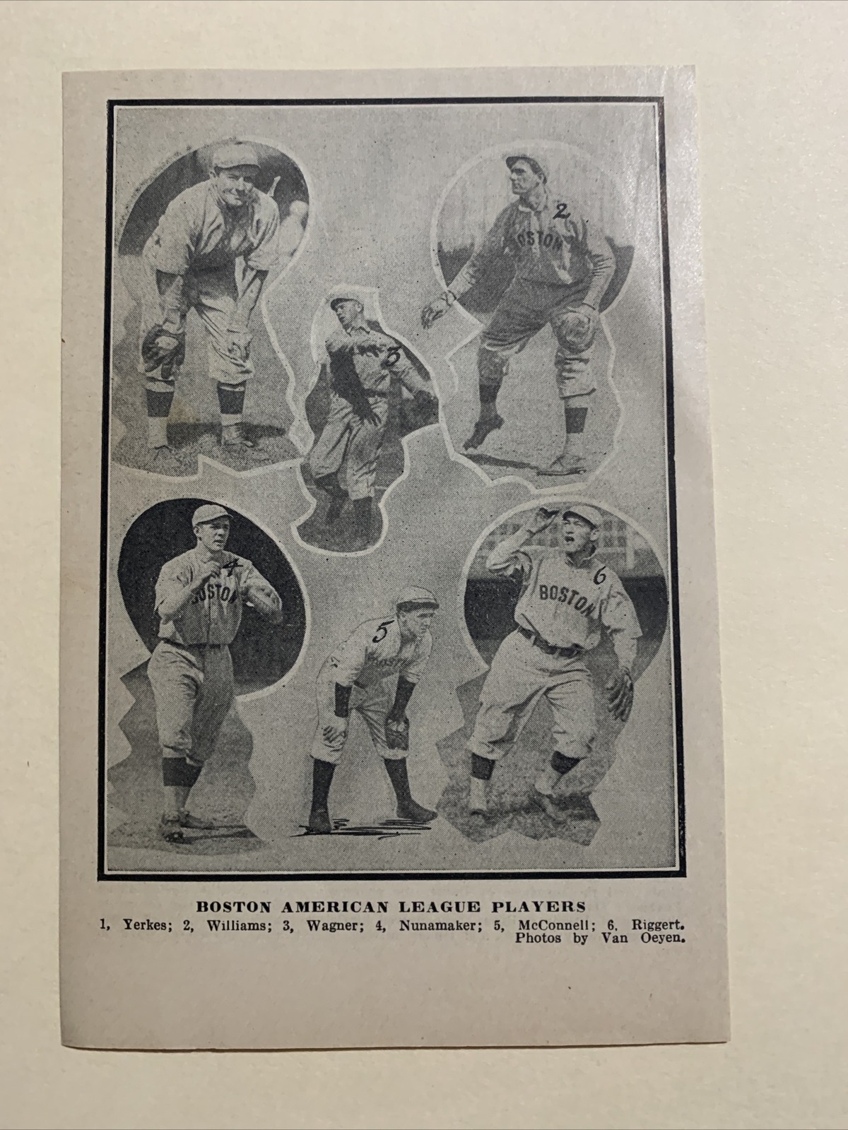 Boston Red Sox Steve Yerkes Heinie Wagner Riggert 1911 Baseball Team ...