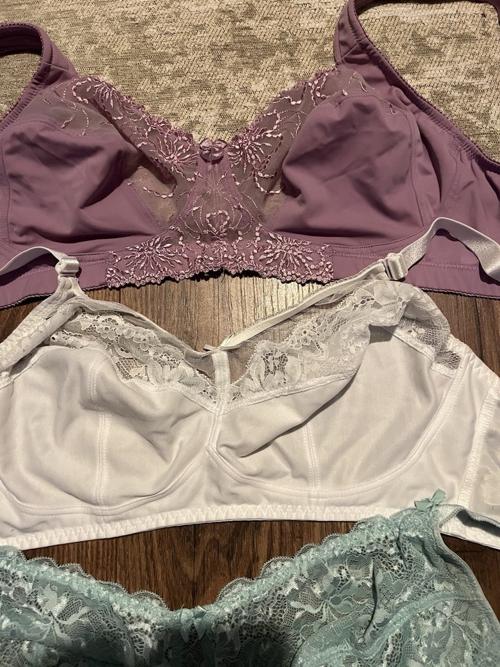 Damart/George 4 X Non Padded Comfy Bras In White Blue Peach Purple Size ...