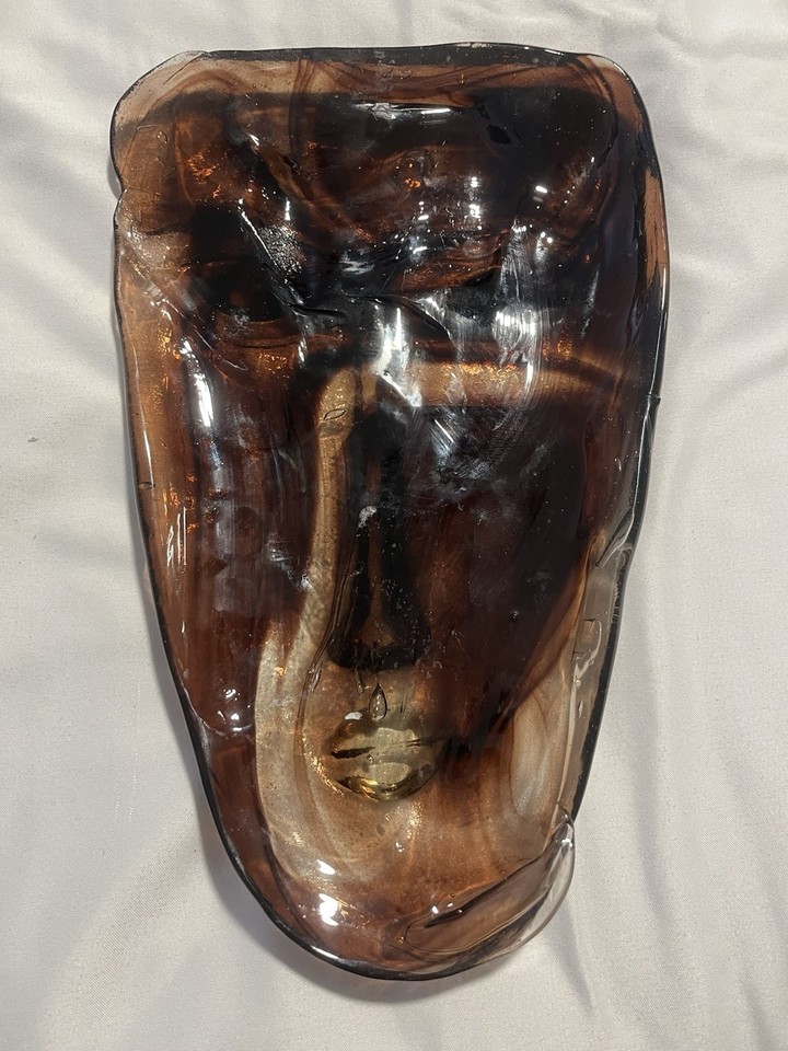 Vintage SKYDREAMER Brown Art Glass Face Mask Jaramillo brothers Hand ...
