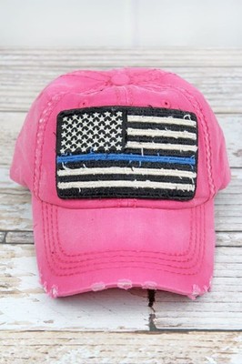 Distressed Hot Pink Thin Blue Line Flag Adjustable Hat | eBay
