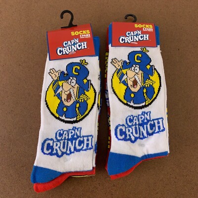 Cap'n Crunch Adult Large (M 8-12 W 9-13) Colorful Print Crew Socks 4 ...