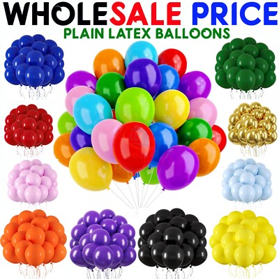 100 X Latex PLAIN BALOON BALLONS helium BALLOONS Quality Party Birthday ...