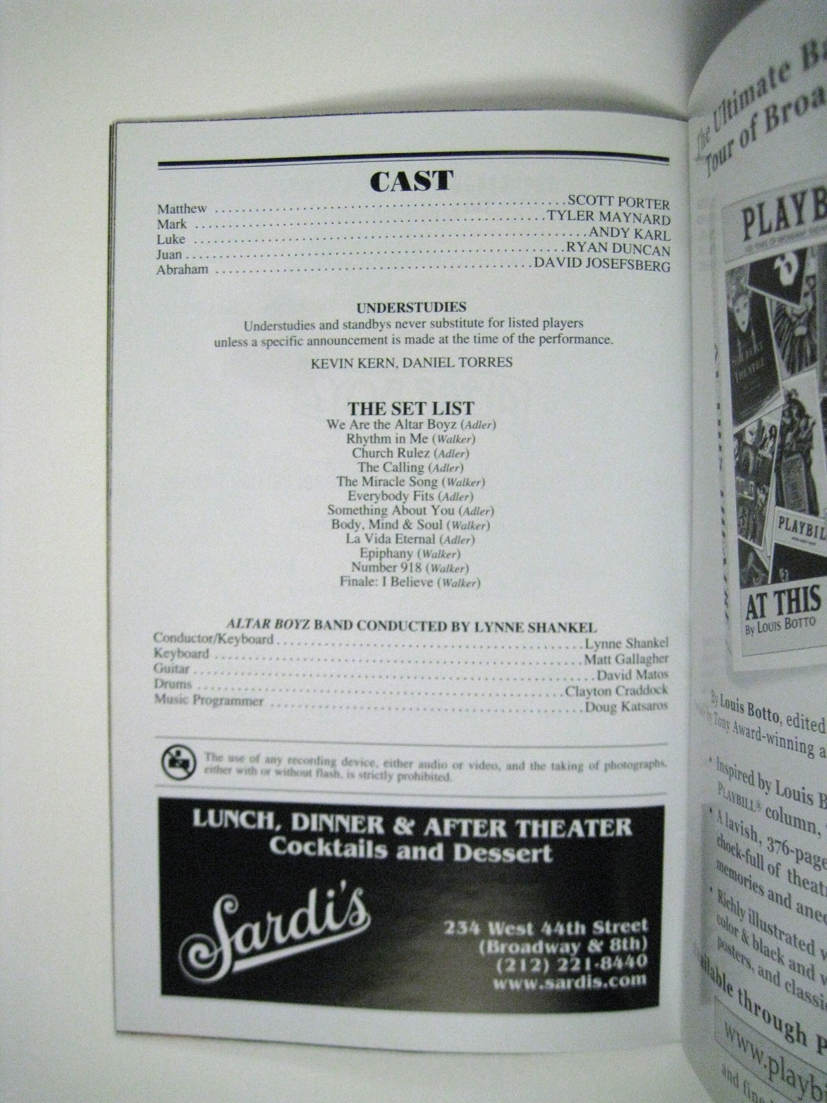 Altar Boys Playbill 2005 Dodgers Stages Ryan Duncan Danny Calvert ...