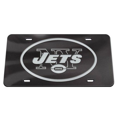 NEW YORK JETS BLACK AND SILVER CRYSTAL MIRRORED CAR LICENSE PLATE NFL ...