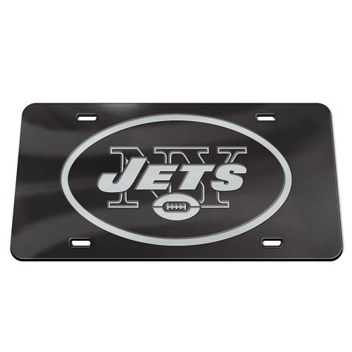 NEW YORK JETS BLACK AND SILVER CRYSTAL MIRRORED CAR LICENSE PLATE NFL ...