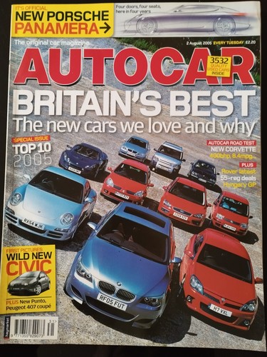 AUTOCAR Magazine 2/08/2005; Top 10 Britain's Best Cars 2005/ Corvette ...