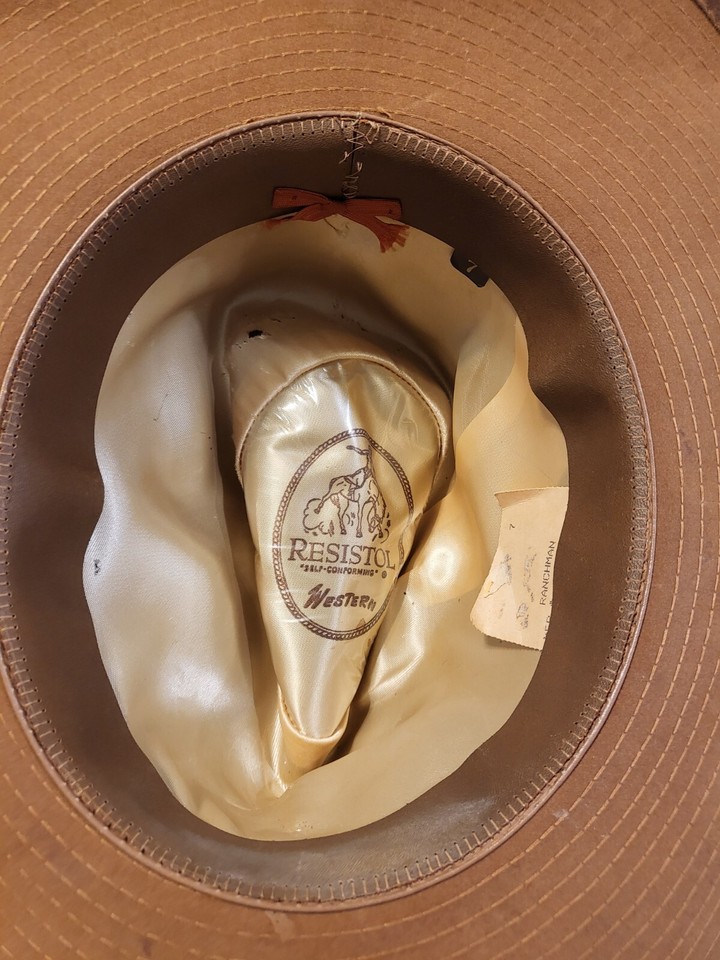 Vintage Mens RESISTOL Hat Cowboy Western Ranchman self-conforming Brown ...