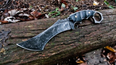 HANDMADE STEEL SURVIVAL HUNTING SHORT MACHETE KNIFE MICARTA HANDLE ...