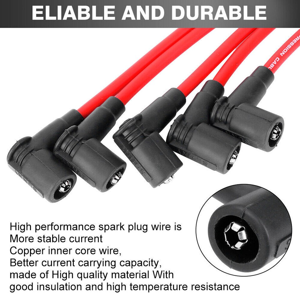 RED SPARK PLUG WIRE SET of 5 FOR 1992-2000 Honda Civic 1994-2002 Honda ...