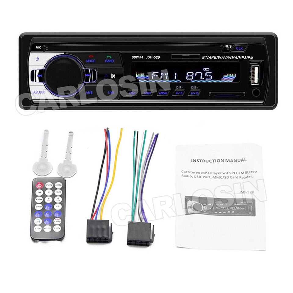 Car Stereo Single 1 DIN In-Dash FM Radio Stereo Player USB AUX ...