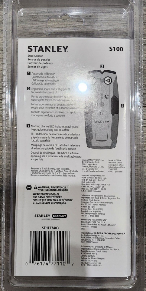 NIB! BRAND NEW! STANLEY S100 STUD SENSOR FINDER MODEL NO. STHT77403 | eBay