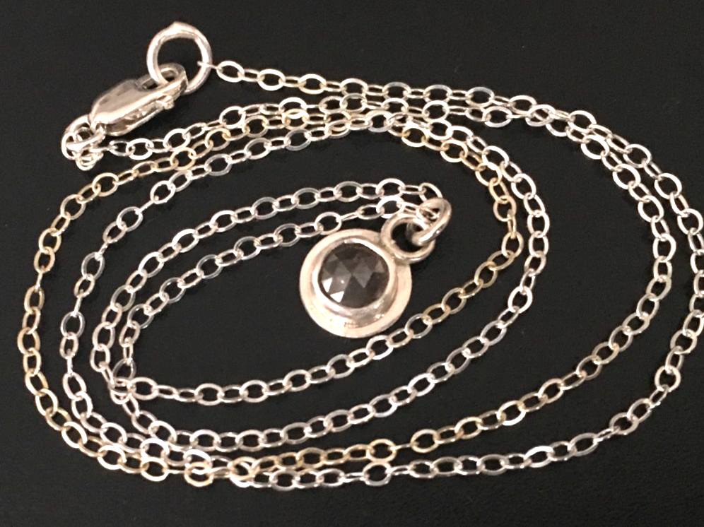 Vintage Necklace MARKED 925 STERLING SILVER Chain Black DIAMOND Y ...