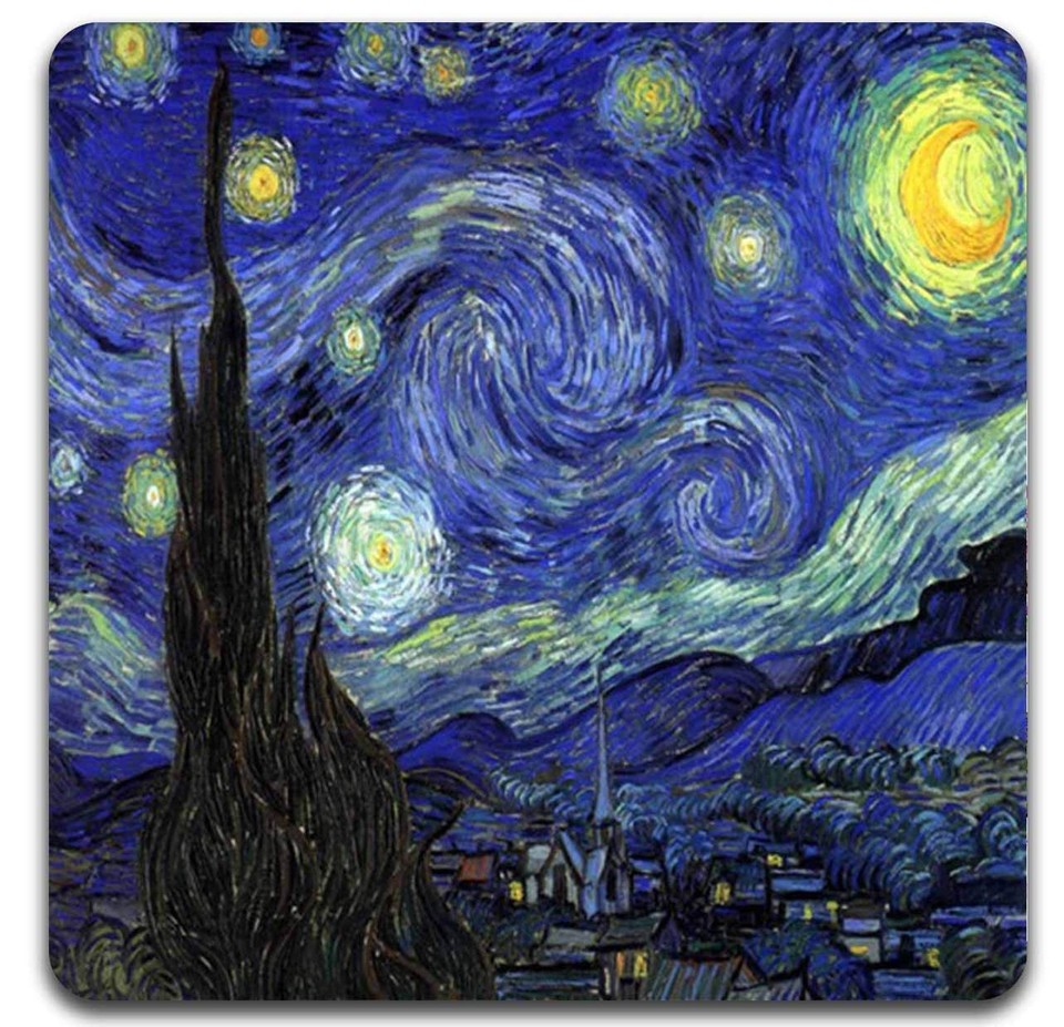 Van Gogh Style Watercolor Painting Square Coaster Set - Made of ...