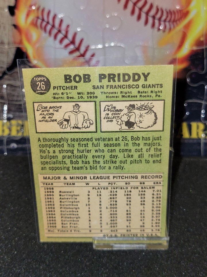1967 TOPPS BASEBALL #26 BOB PRIDDY | eBay