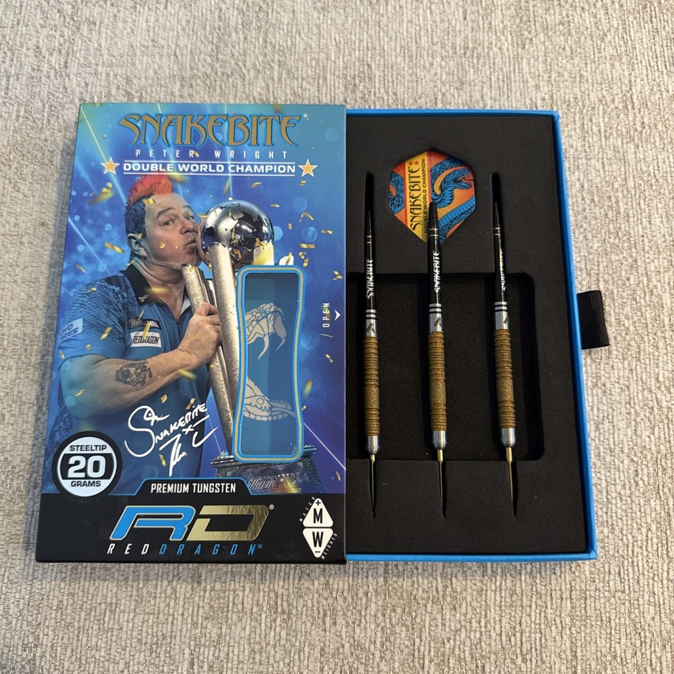 Red Dragon 20g Peter Wright Double World Champion SE Gold 85% Tungsten ...