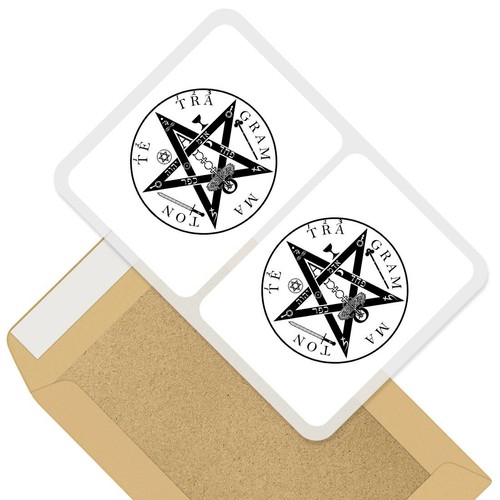 2 x Rectangle Stickers 10cm BW - Pentagram Gram Ma Ton God Greek #35013 ...
