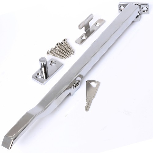 10" POLISHED CHROME LOCKING CASEMENT WINDOW STAY FASTENER 250mm Lever ...