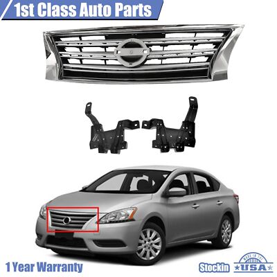 Front Shell Silver Insert W/ Chrome Grille For 2013-2015 Nissan Sentra ...
