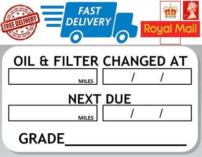 100 x Oil & Filter Service Record Labels Oil and Filter Stickers Oil ...