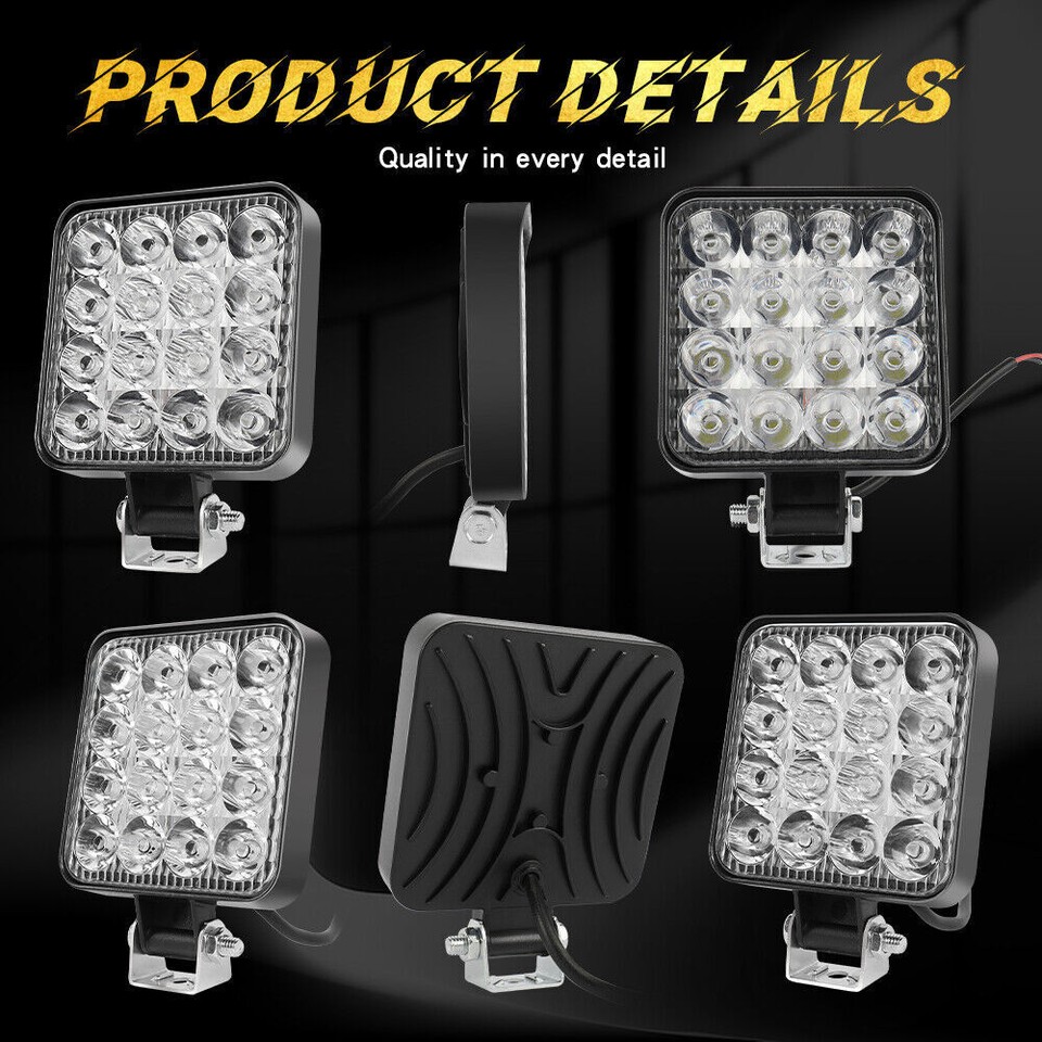 4Pcs 12V Square LED Work Light Pods SPOT Lights For Truck Off Road ...