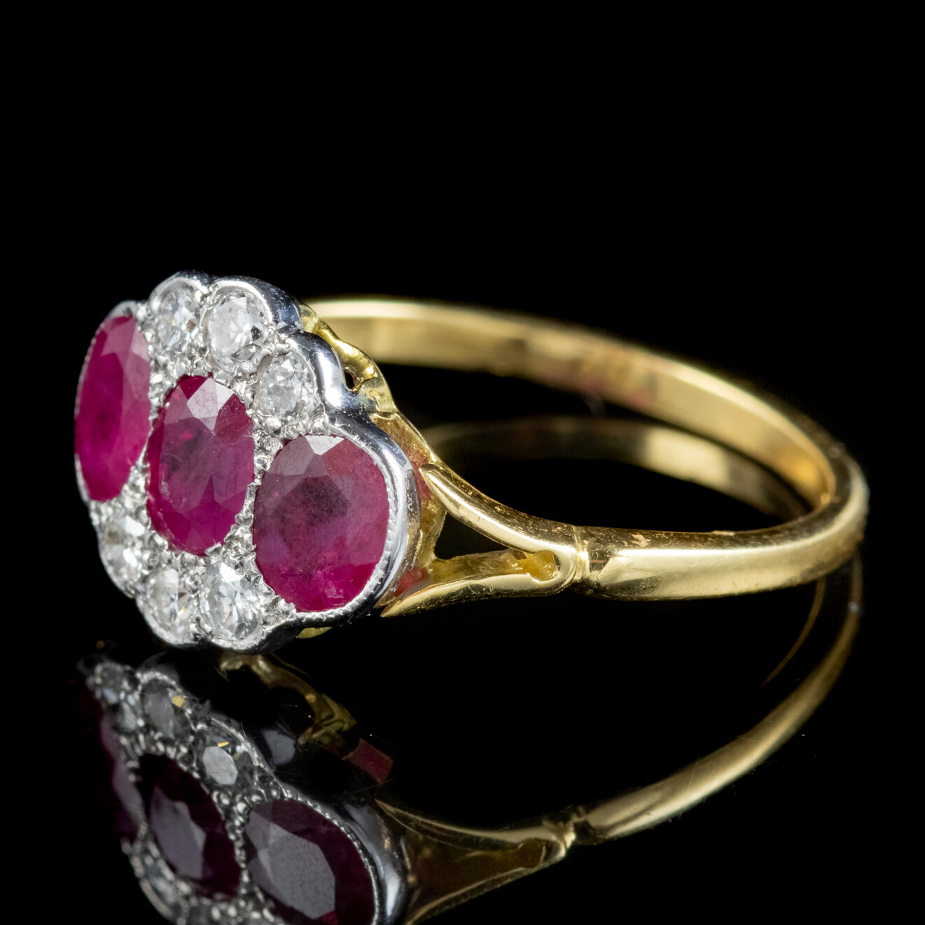 Edwardian Style Ruby Diamond Cluster Ring 18ct Gold 1.25ct Of Ruby | eBay