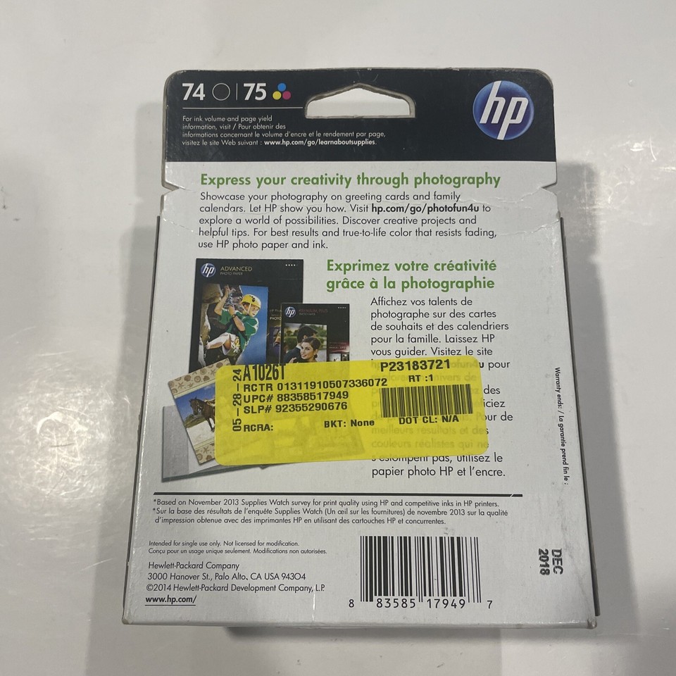 Genuine HP 74 75 Ink Cartridge Combo-for HP C4480 C4580 Printer-OEM INK ...