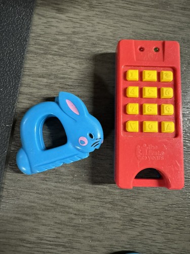 VTG Hard Plastic Baby Rattle Blue Bunny Button Phone The First Years ...