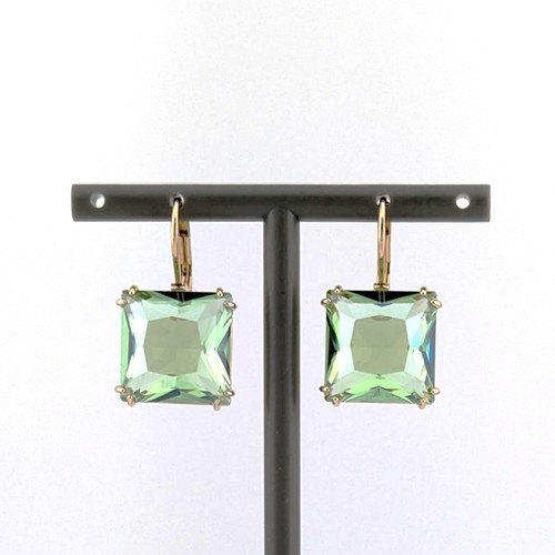 Swarovski Millenia Drop Earrings Square Cut Green Gold-Tone Plated ...