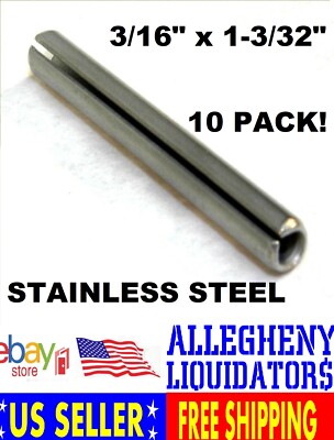 (10 Pcs) 18-8 SS Slotted Roll Spring Pin 3/16" Dia x 1-3/32" STAINLESS ...