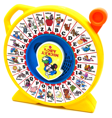 Vintage 1982 See N Say Mickey ABC Mattel Tested Works Spin Yellow ...