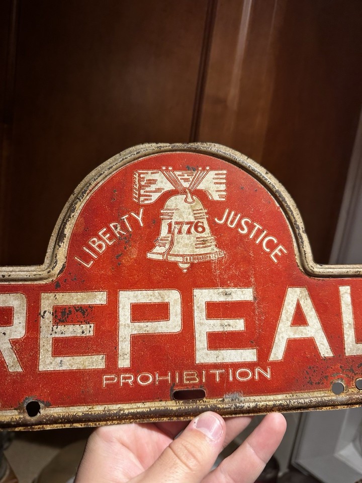 RARE 1930s Liberty Justice Repeal Prohibition License Plate Topper ...