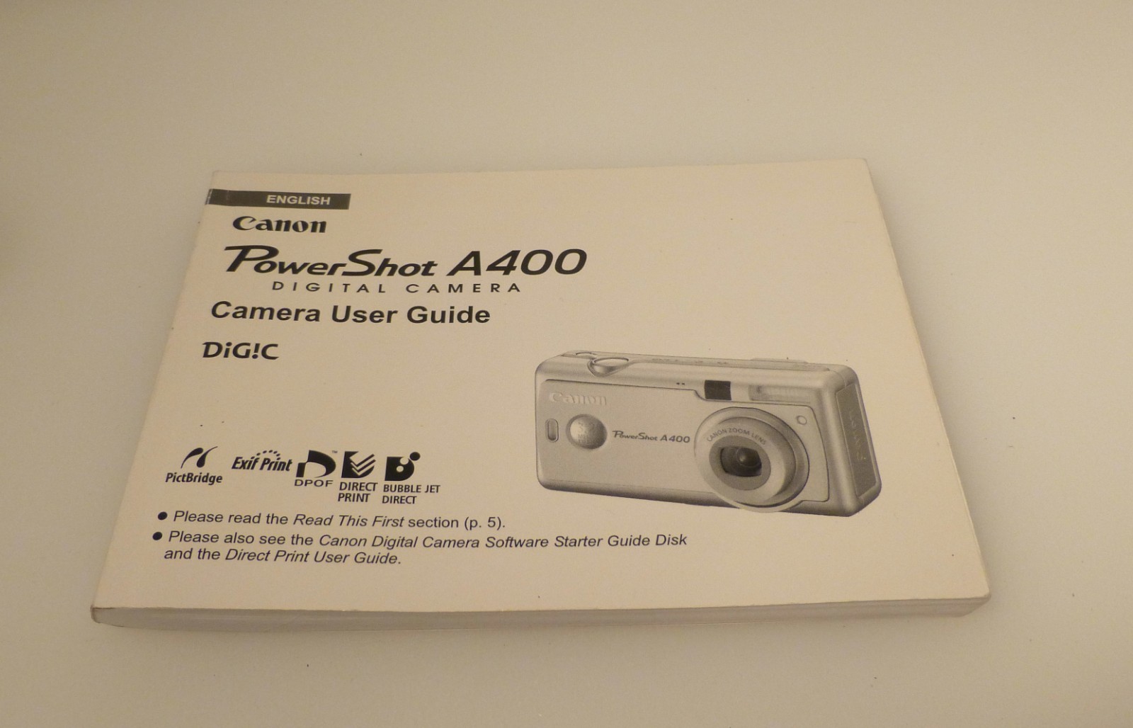 CANON POWERSHOT A400 DIGITAL CAMERA USER GUIDE MANUAL INSTRUCTION BOOK ...