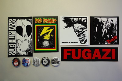 Punk Rock Sticker Decal And Button Pin Set Punk Music Set of 10 ...