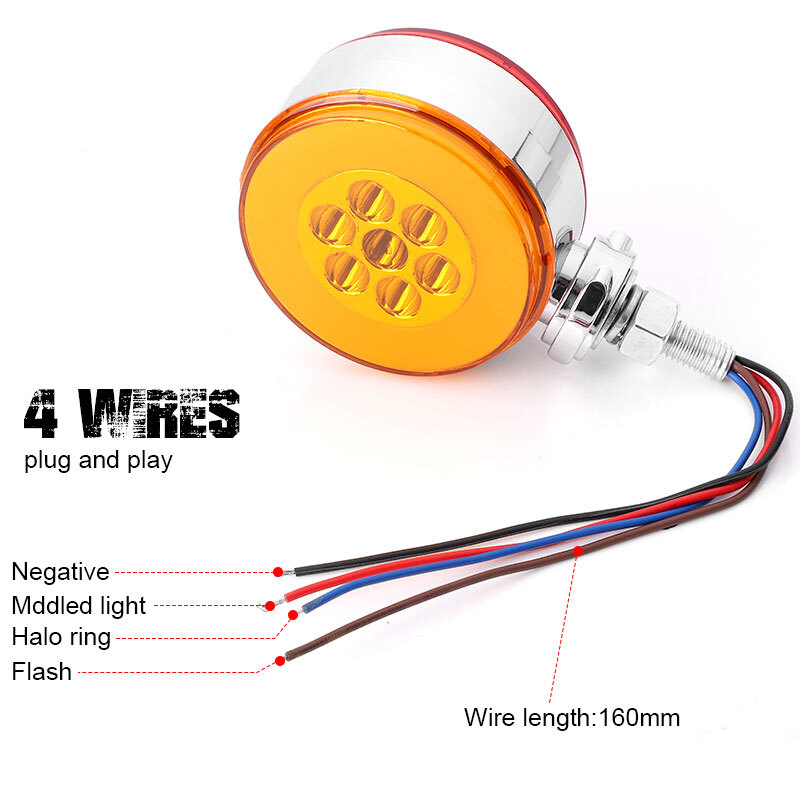 2X LED Amber/Red Dual Face Side Marker Light Brake Turn Signal Semi ...