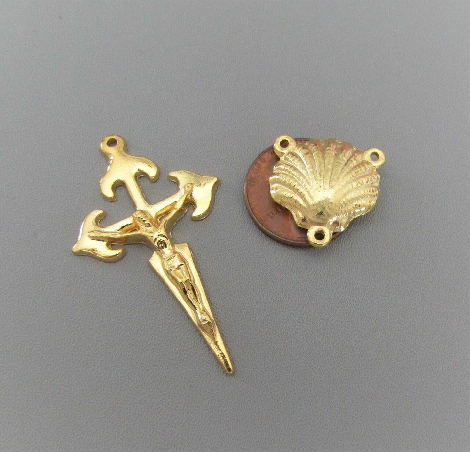 Rosary CENTER & CRUCIFIX Saint St JAMES Cross Camino de Santiago Shell ...